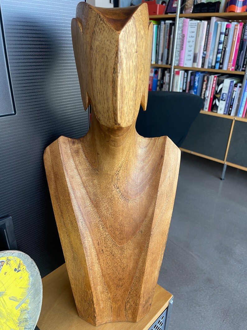 Faceless Postmodern Solid Wood Bust Hand Carved Brutalist Sculpture ...