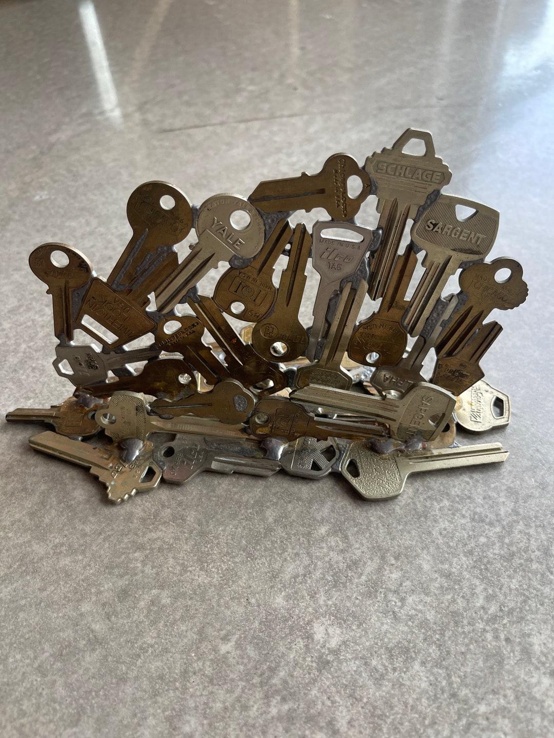 Vintage Key Sculpture Desk Card Envelope Letter Holder - Etsy
