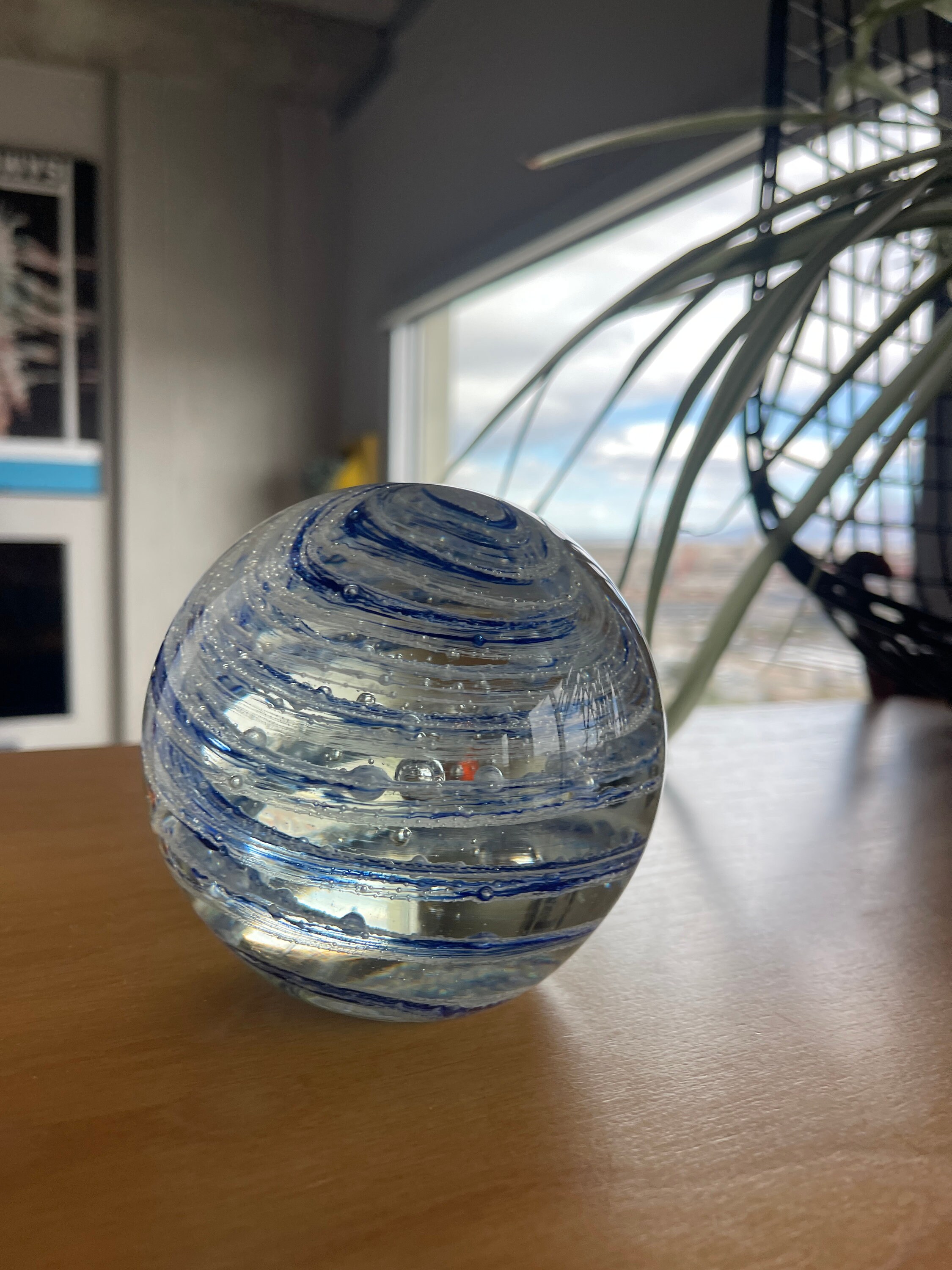 British Art Glass Murano Swirl Sculpture Ball Midcentury Studio ...
