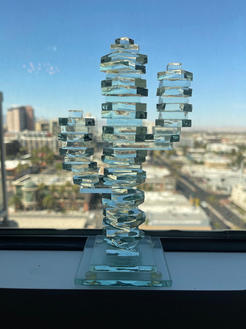 80s Postmodern Stacked Glass Saguaro Cactus Sculpture - Etsy