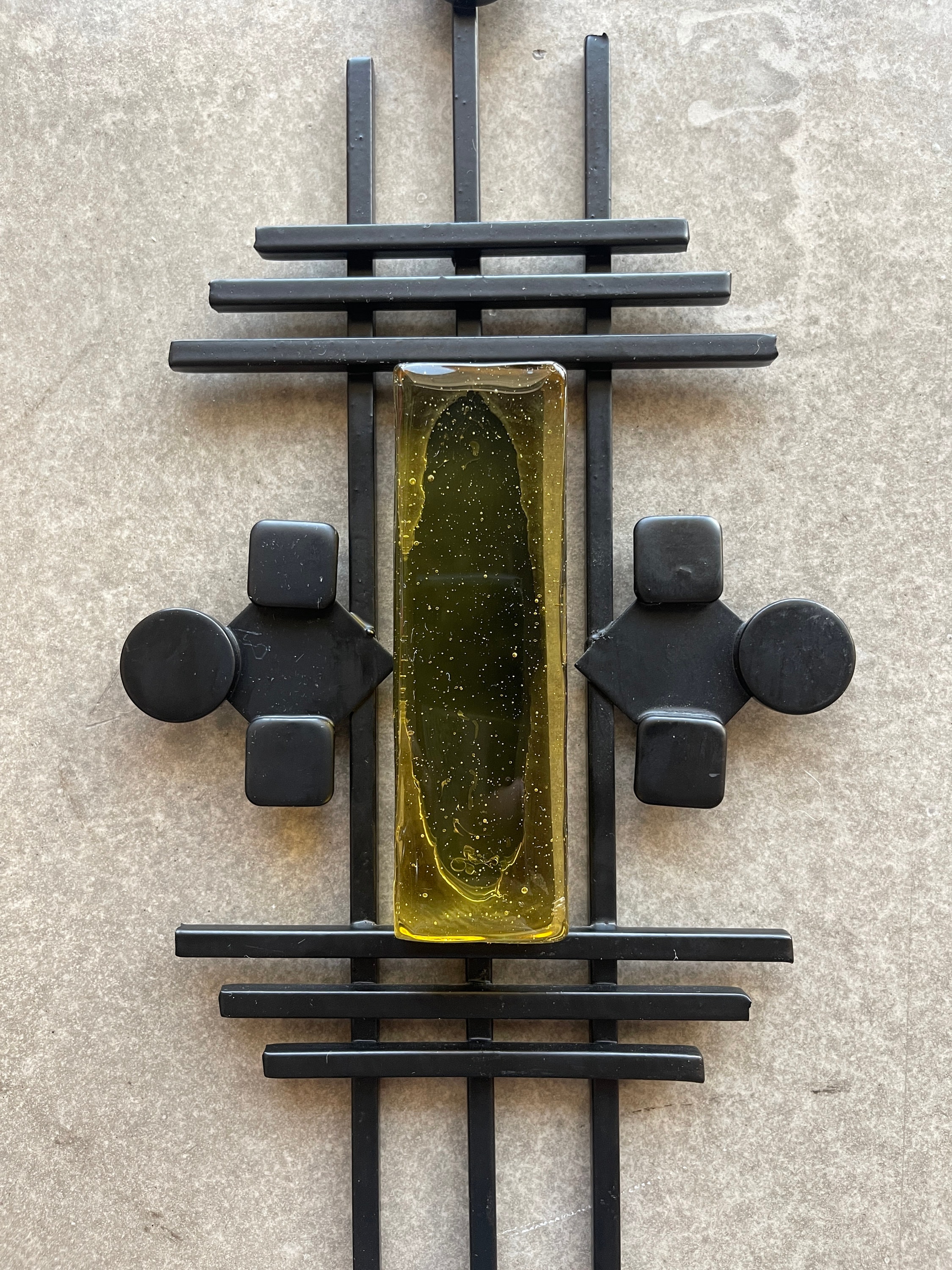 Dantoft Danish Iron and Yellow Glass Wall Sculpture Candle Sconce - Etsy