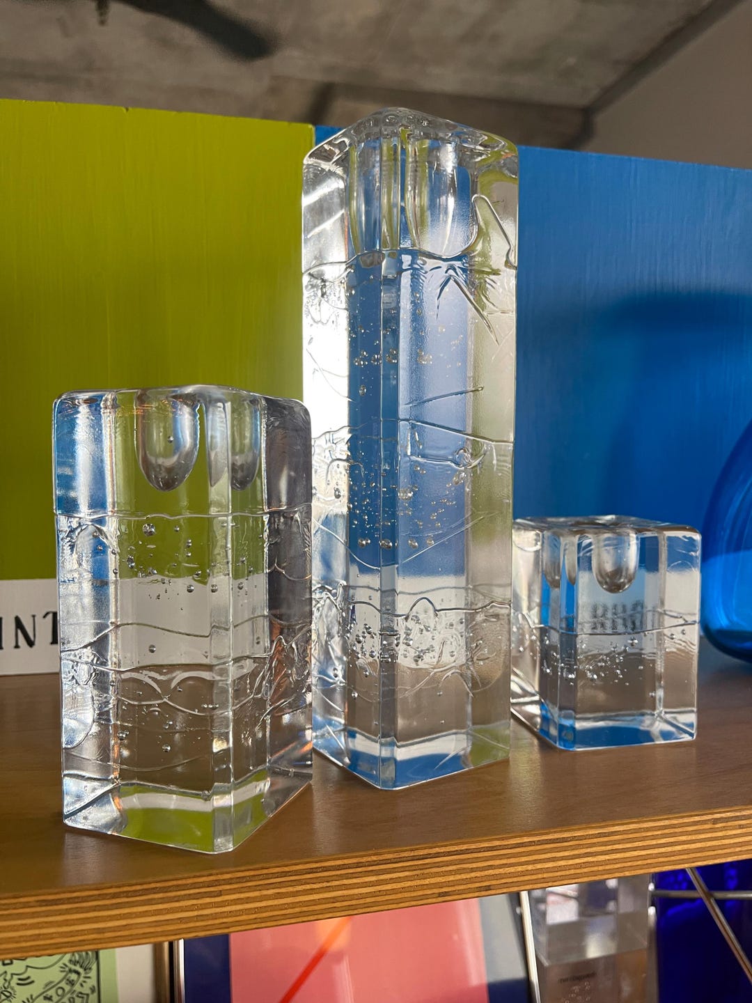 Tapio Wirkkala Arkipelago Ice Block Candle Sculpture Holders Iittala Finnish Bullicante Ice ...