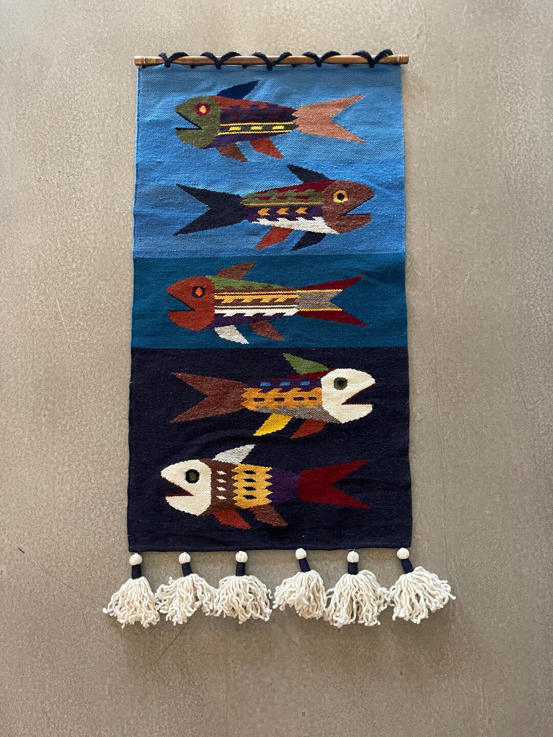 Mid Century Woven Wool Fish Wall Tapestry Ackerman Era - Etsy