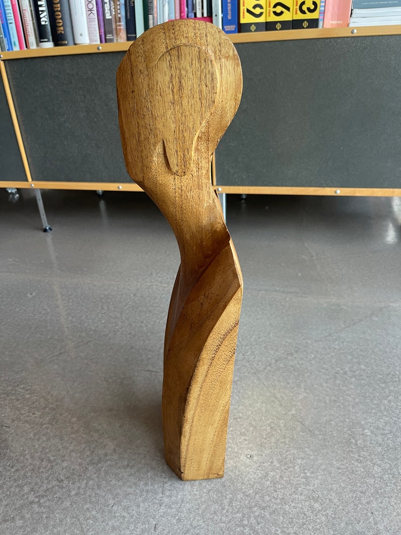 Faceless Postmodern Solid Wood Bust Hand Carved Brutalist Sculpture ...