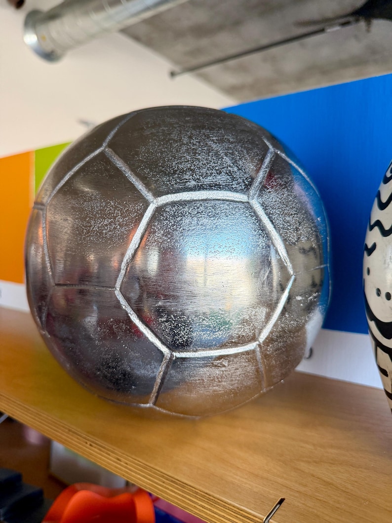 Large Pop Art Metal Soccer Ball Sculpture Polished Cast Aluminum Sports ...