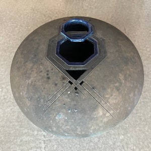 Reticulated Postmodern Raku Ikebana Pierced Vessel Vase Karl ...