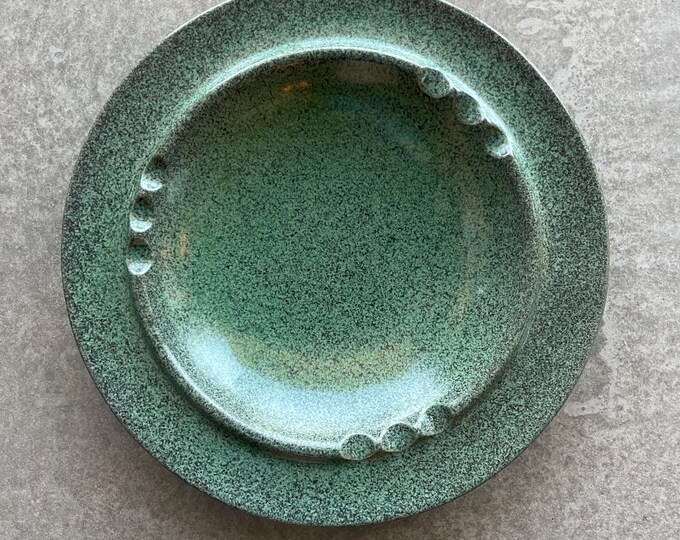 Midcentury Deco Streamline Form Tripod Footed Green Ceramic Ashtray ...