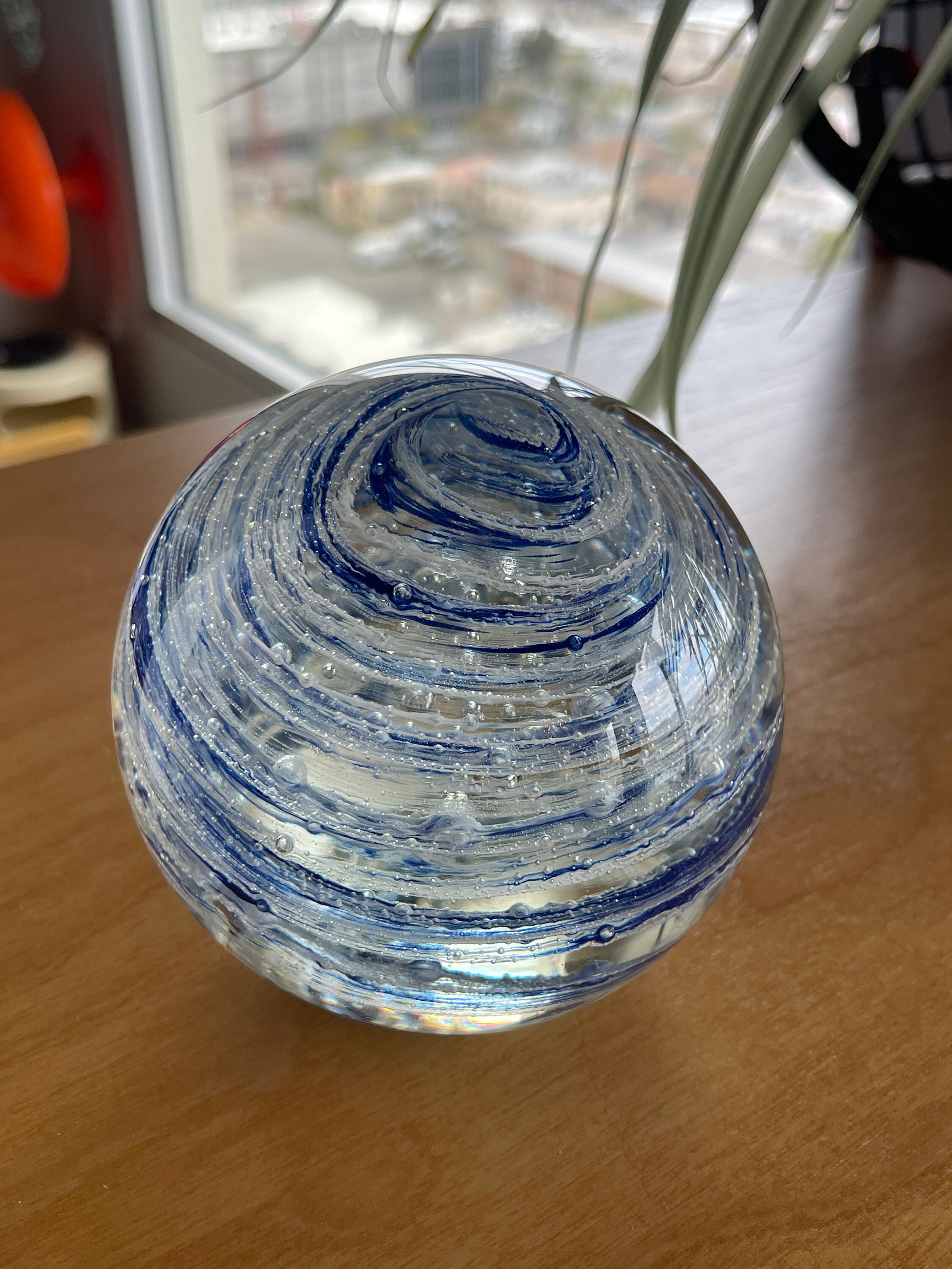 British Art Glass Murano Swirl Sculpture Ball Midcentury Studio ...