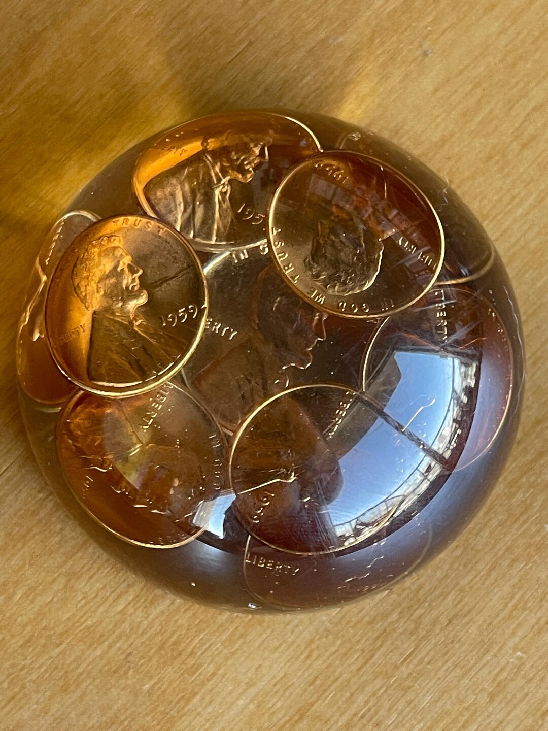 50s Penny Paperweight Acrylic Lucite Sculpture Object - Etsy