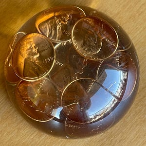 50s Penny Paperweight Acrylic Lucite Sculpture Object - Etsy