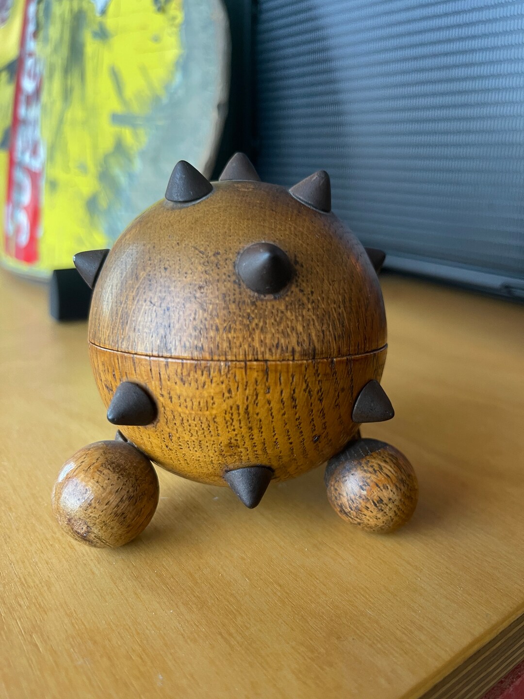 19th Century Oak Metal Stud Mace Trench Art Ink Well Ball Feet - Etsy