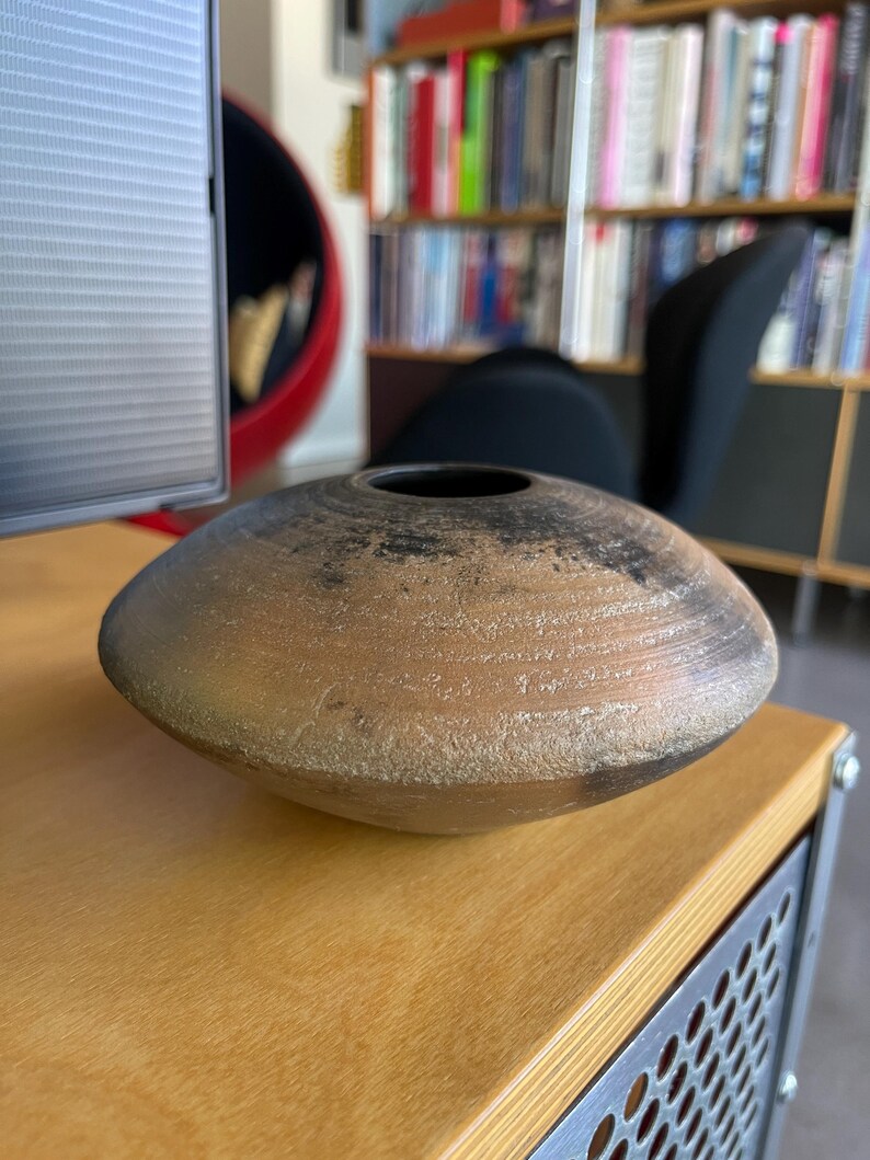 Vintage Disc Form Stoneware UFO Saucer Ikebana Vase Hans Coper Style - Etsy