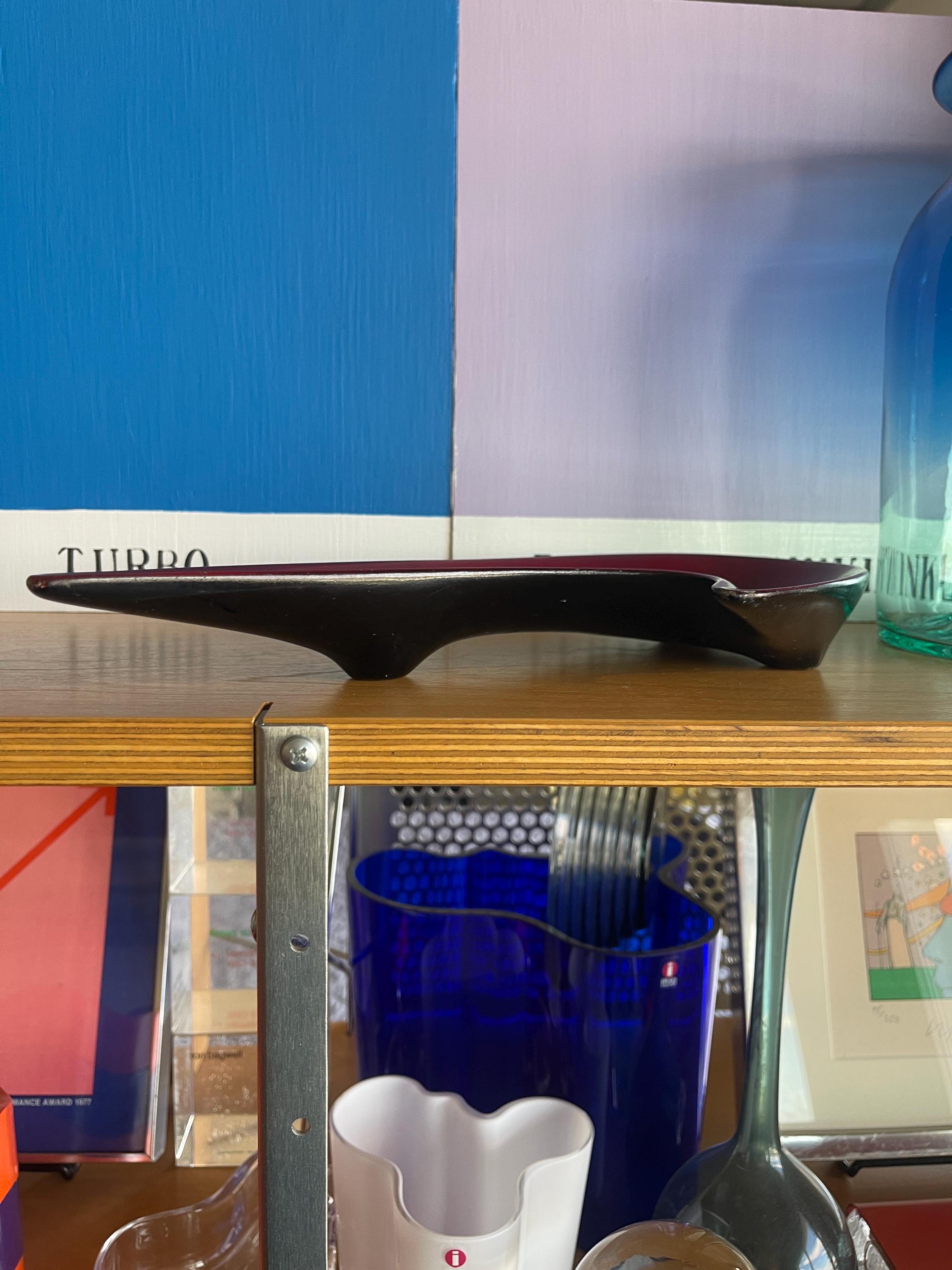 Atomic Boomerang Japanese Ceramic Red Black Footed Ashtray - Etsy