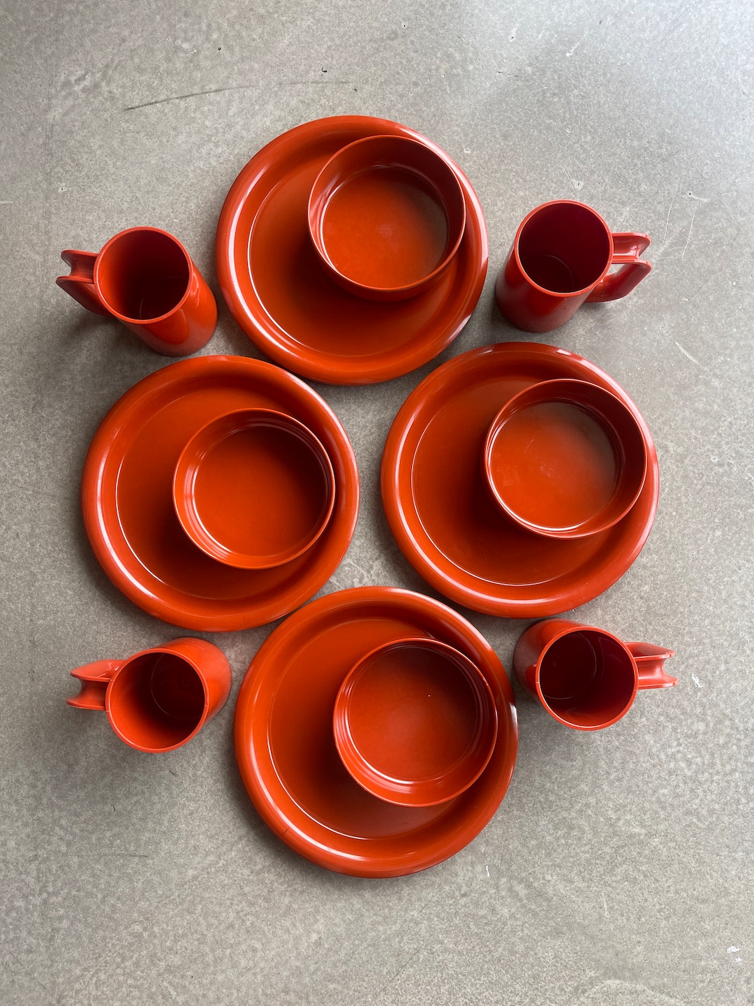 Ingrid Chicago 12 Piece Set Orange Vintage Dinnerware Plastic - Etsy