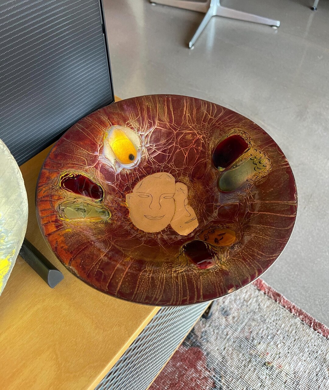 Vintage Large Enamel Copper Deep Bowl Faces - Etsy