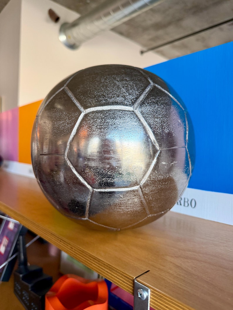 Large Pop Art Metal Soccer Ball Sculpture Polished Cast Aluminum Sports ...