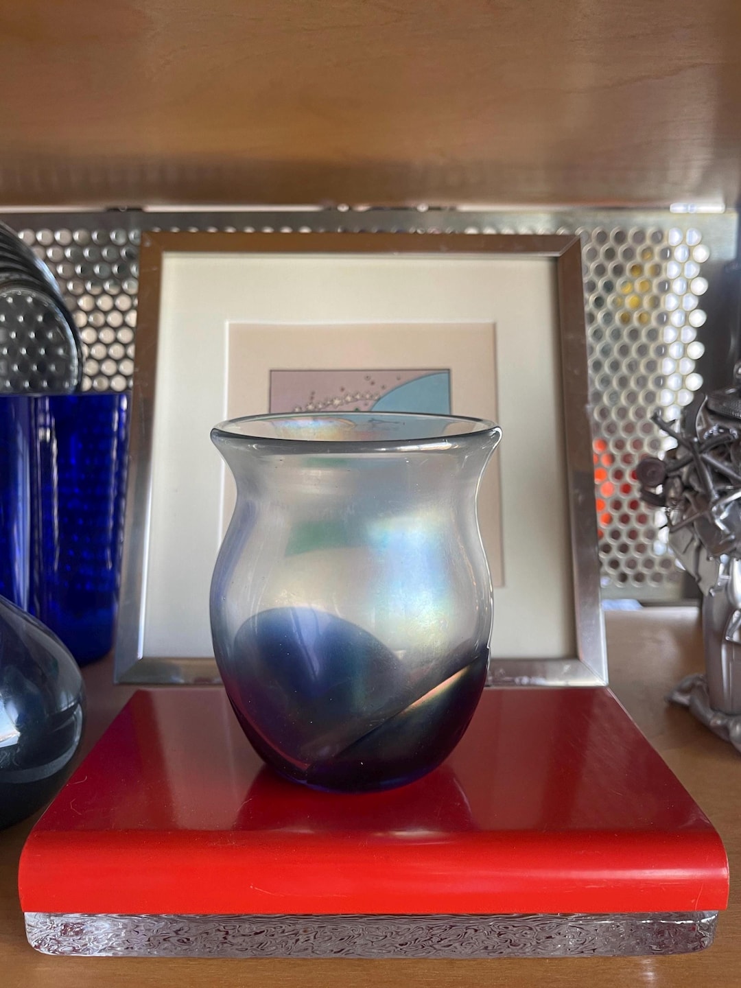 80s Jon Bush California Studio Glass Vase Iridescent Opal - Etsy