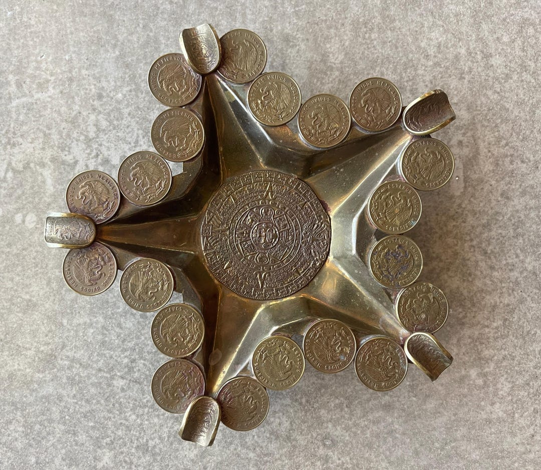 70s Studio Art Welded Coins Footed Star Ashtray - Etsy