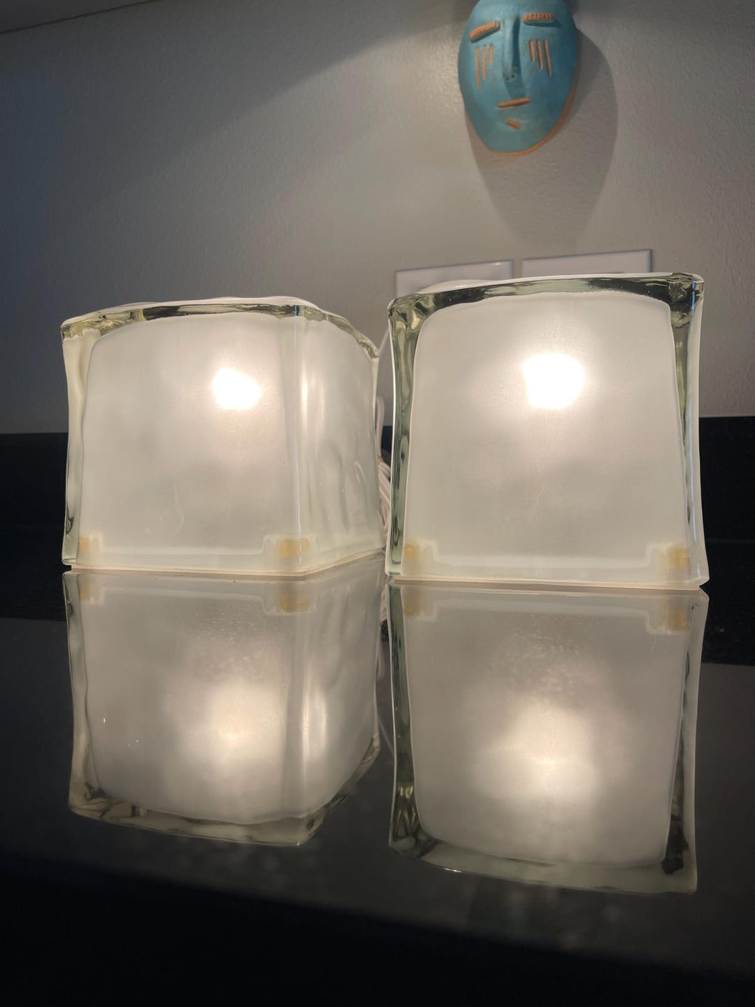 Vintage Swedish Ice Block Cube Lamps Satin Glass Set Space Age - Etsy