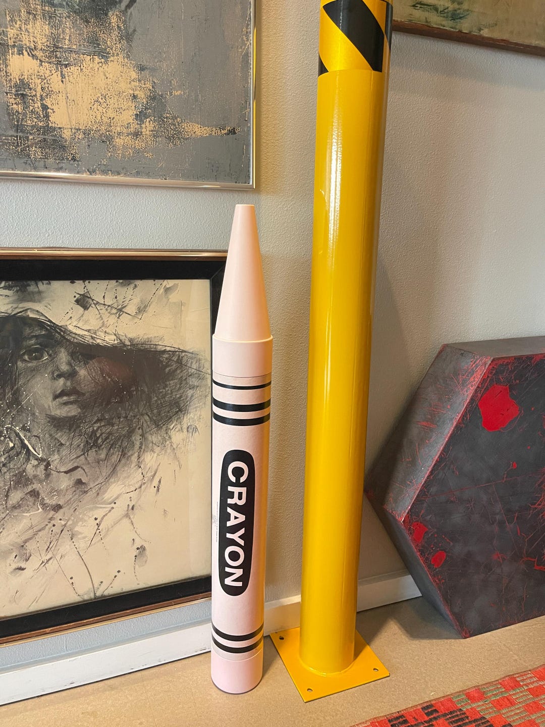 80s Giant Crayon Pop Art Sculpture Floor Coin Bank Carnation Pink Rare ...