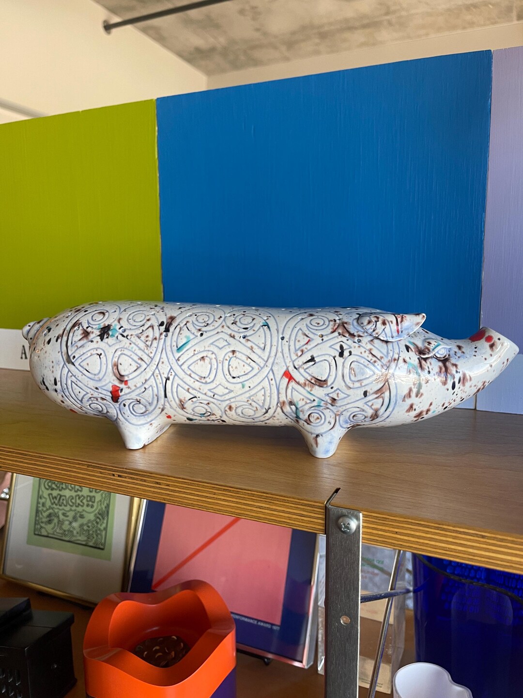 70s Speckled Knot Relief Ceramic Pig Sculpture - Etsy