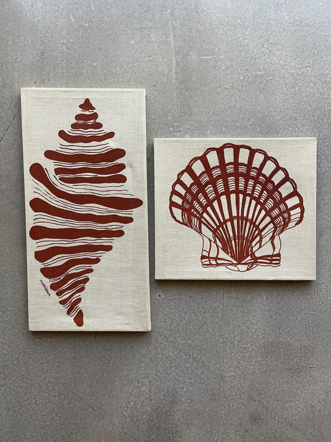 70s Marushka Silkscreen Fabric Panels Wall Art Modern Shells - Etsy