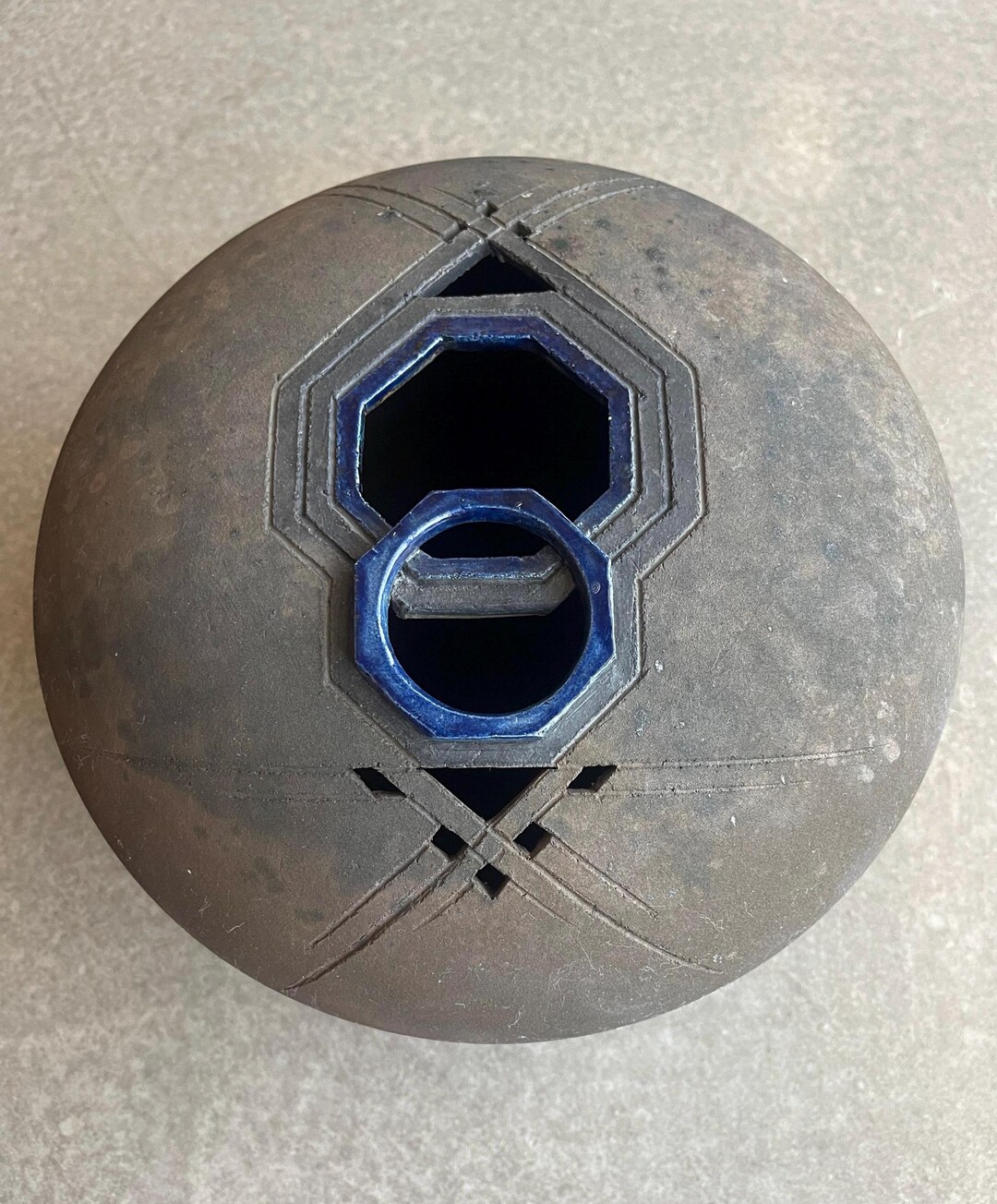 Reticulated Postmodern Raku Ikebana Pierced Vessel Vase Karl ...