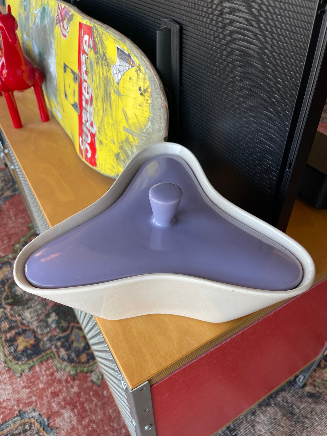 Atomic Santa Anita Ware Lidded Bowl Purple Triangle Boomerang - Etsy UK