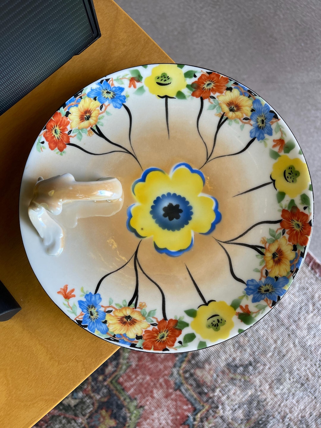 Pre-war Prov Saxe E.S. Germany Porcelain Ceramic Poppy Flower Handled ...