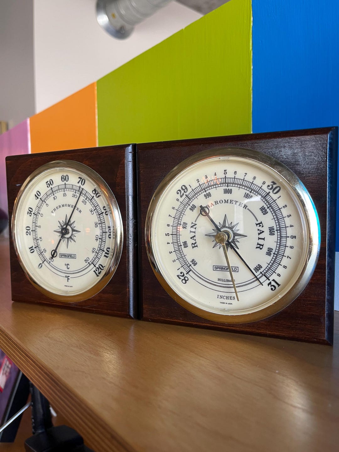 Springfield Weather Duo Atomic Design Thermometer Weather Folding Desk ...