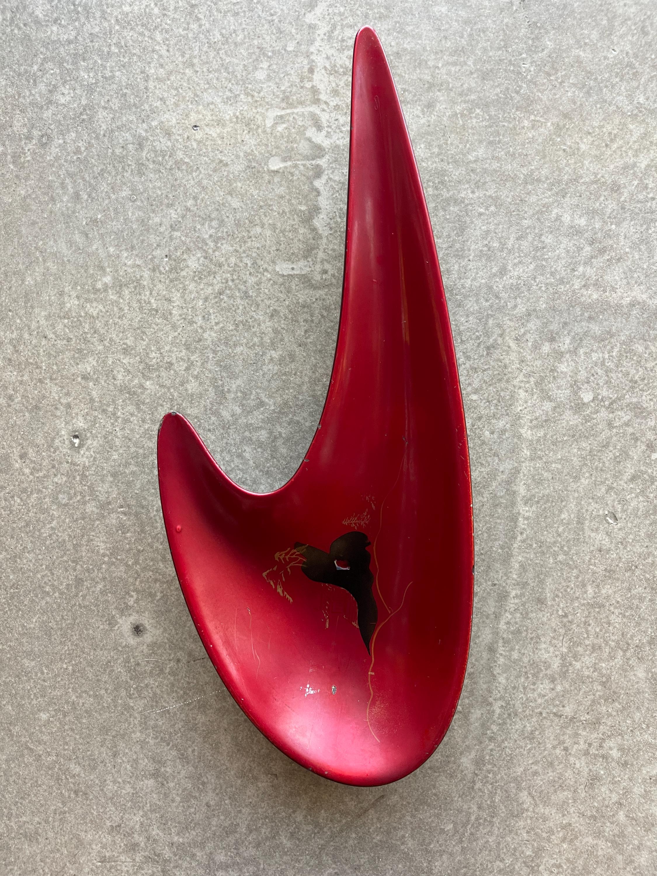 Atomic Boomerang Japanese Ceramic Red Black Footed Ashtray - Etsy