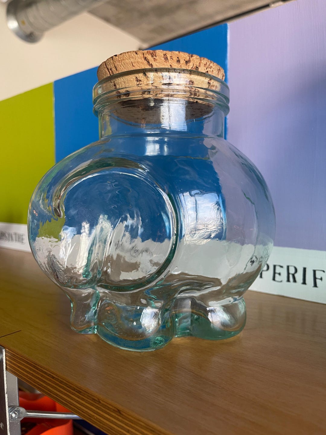 Vintage Italian Glass Elephant Decanter Large Cork Sculpture Object ...