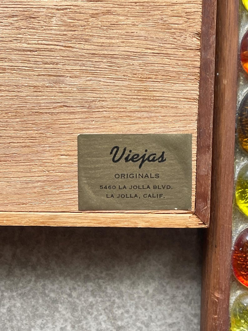 70s Viejas California Modern Wood Mosaic Glass Sculpture Box - Etsy