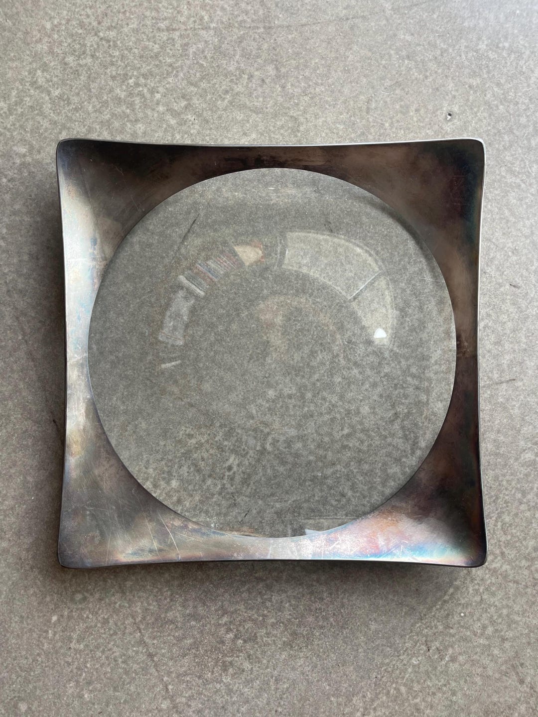 Vintage Square Sterling Silver Glass Dimple Bowl Dorothy Thorpe - Etsy