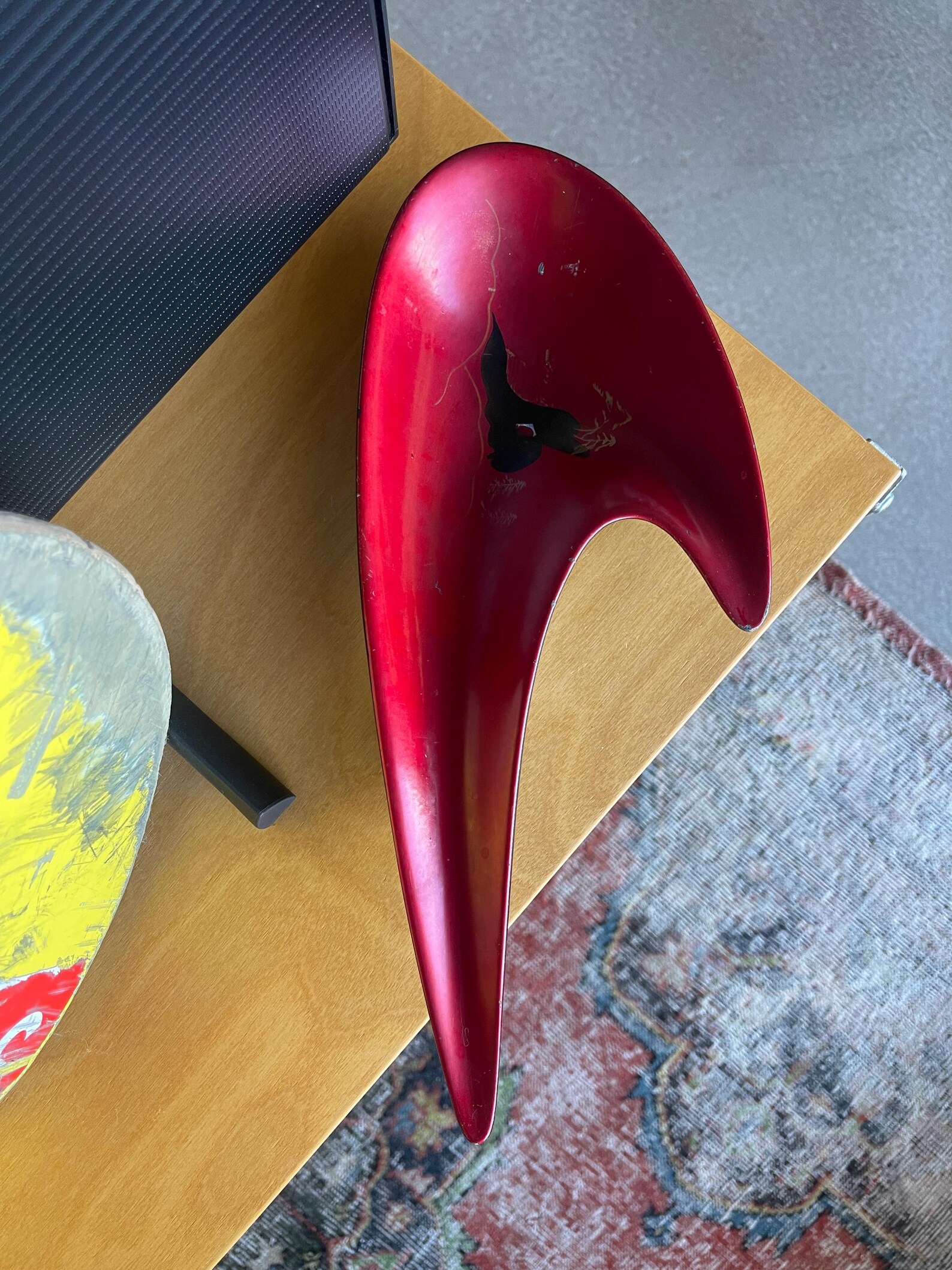 Atomic Boomerang Japanese Ceramic Red Black Footed Ashtray - Etsy