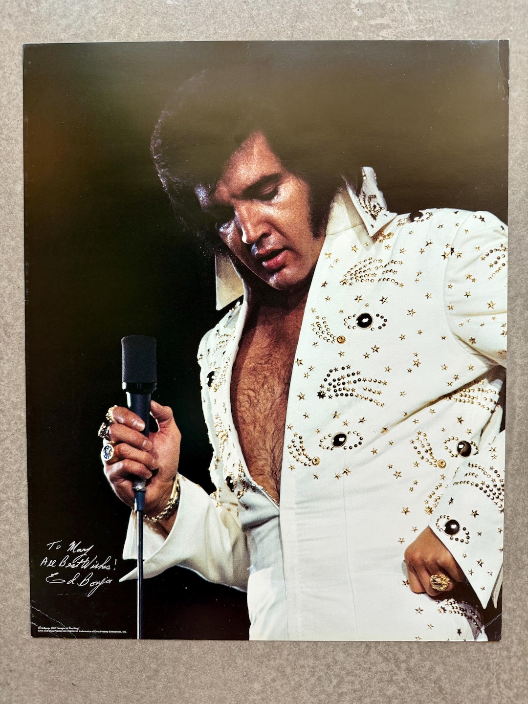 Vintage Ed Bonja Signed Elvis Presley Tour Photo Print Framed Road ...