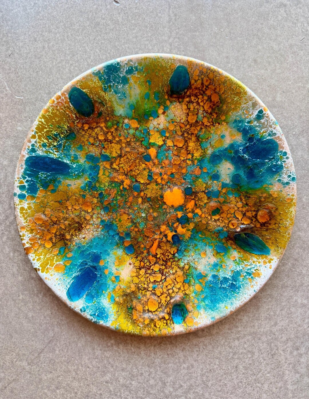 Vintage Copper Enamel Large Charger Plate Tray Catchall Sculpture ...