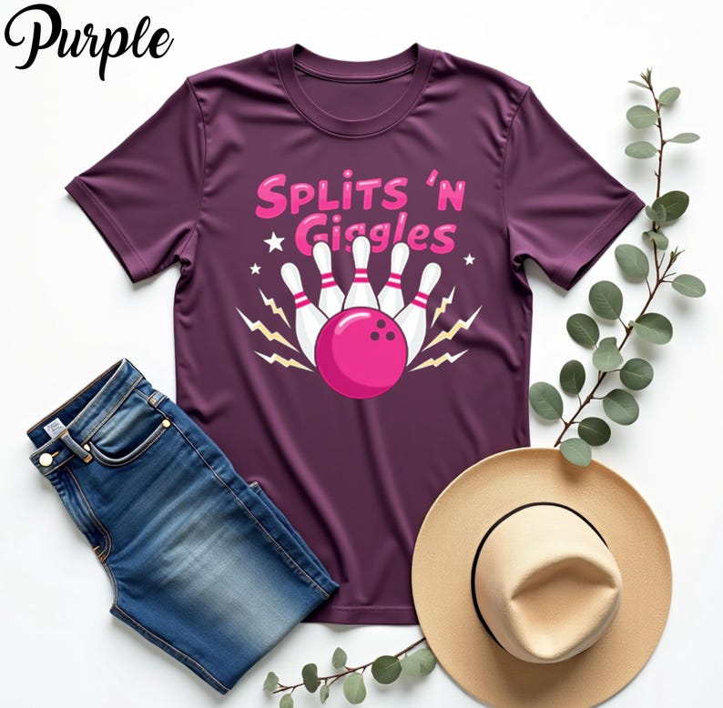 Funny Splits 'n Giggles Bowling Team T-shirt, Cute Bowler Women Tee ...