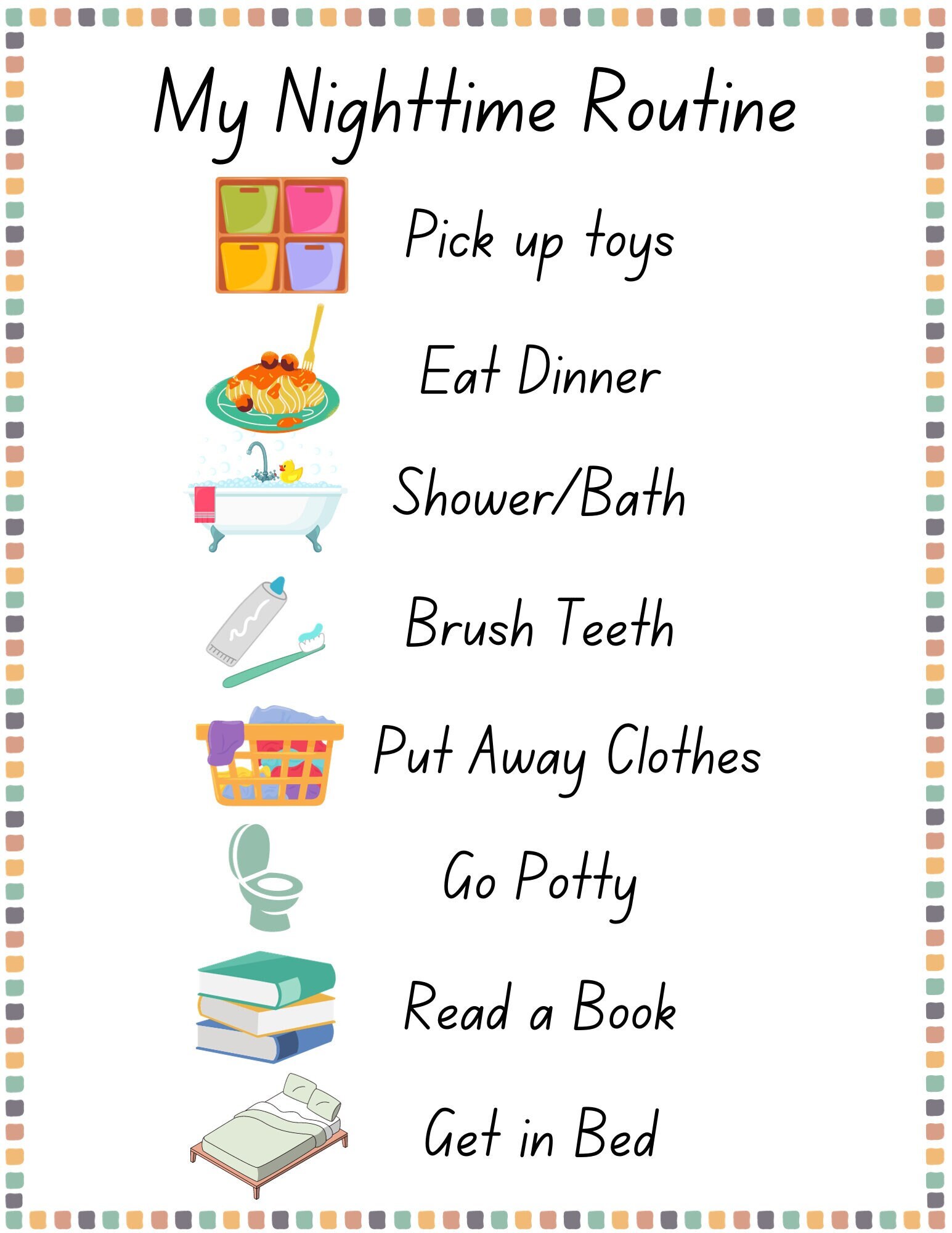 Nighttime / Bedtime / Evening / Routine / Toddlers / Kids / - Etsy