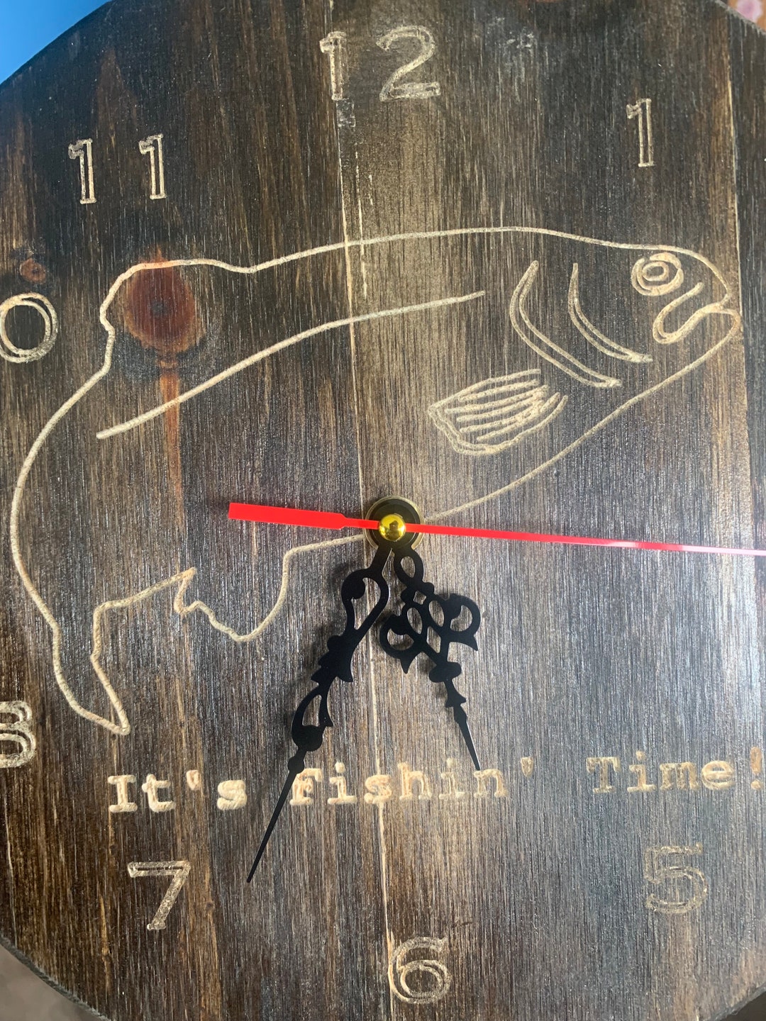 Clock 11in Its Fishin Time Hangable Wall Clock - Etsy