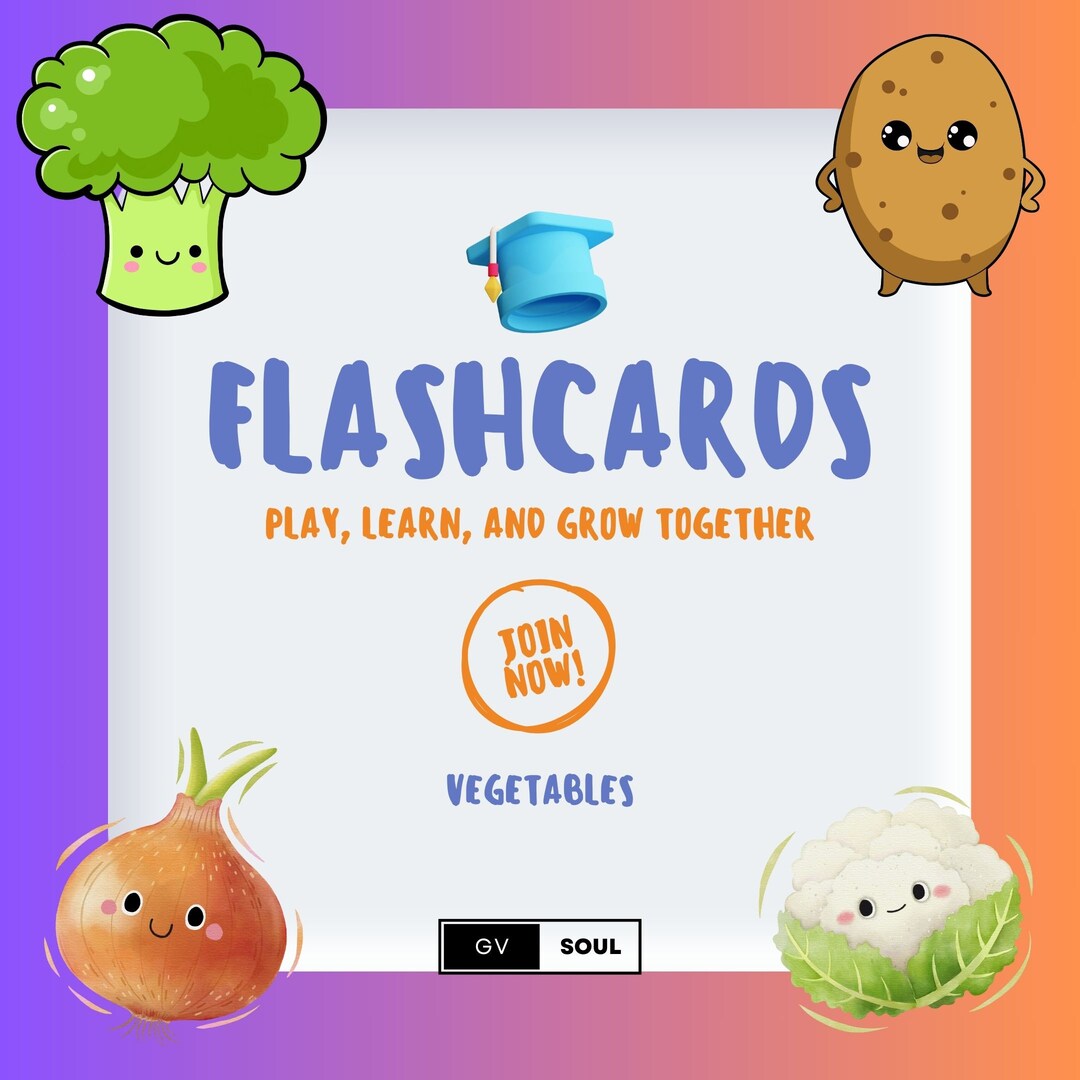 Vegetables Flashcards | Educational Cards | Preschool | Learn Words - Etsy