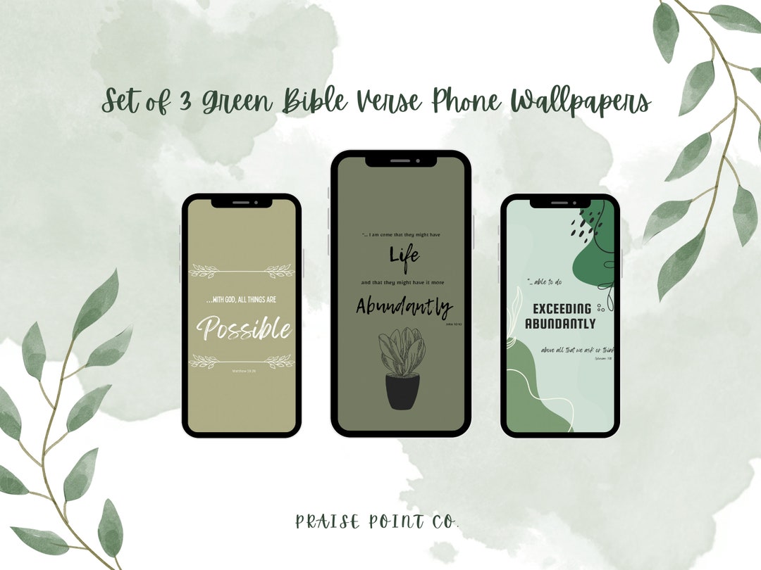Set of 3 Green Bible Verse Phone Wallpapers - Etsy
