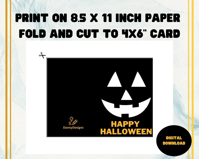 Happy Halloween Jack O Card Printable Download, Press Classic Black and ...