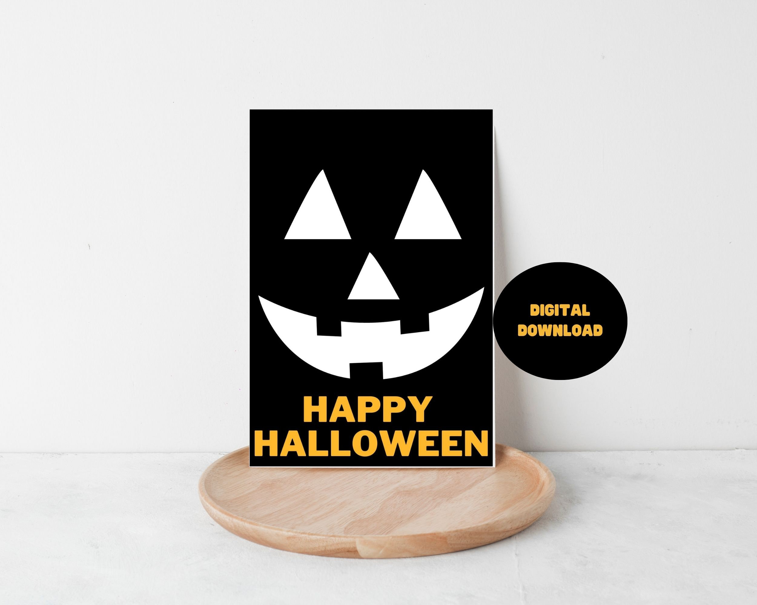 Happy Halloween Jack O Card Printable Download, Press Classic Black and ...