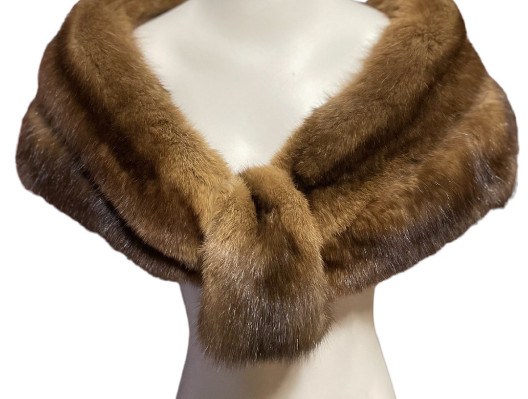 SOLD Vintage Authentic Sable Fur Stole Wrap Brown Genuine Fur Real Fur ...