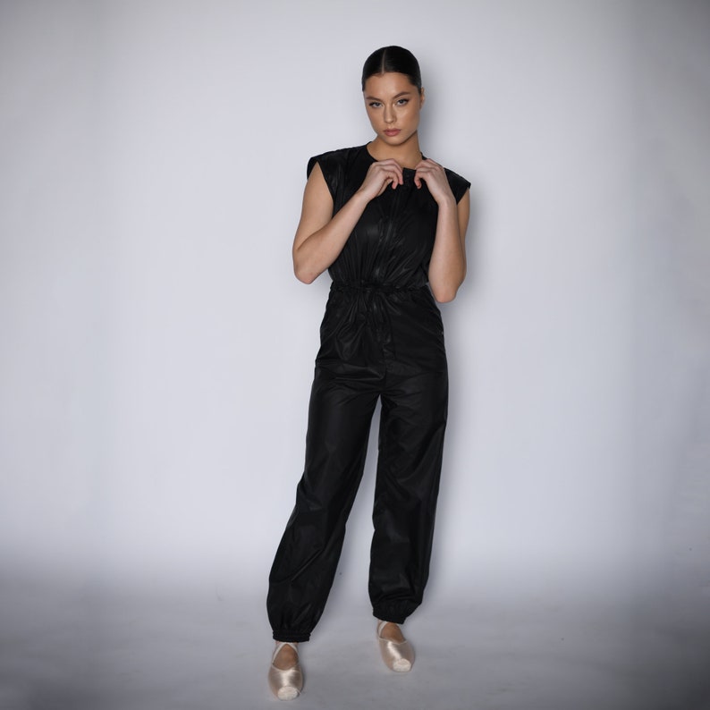 Ballet Warm-up Jumpsuit - Sports Black Romper - Warm-up Overalls ...