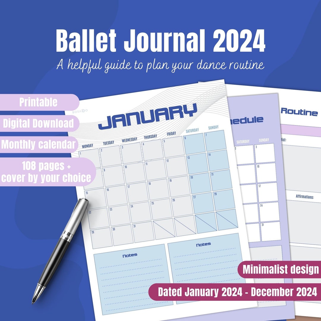 Digital Ballet Journal 2024 Printable Planner Ballet Planner Dance ...