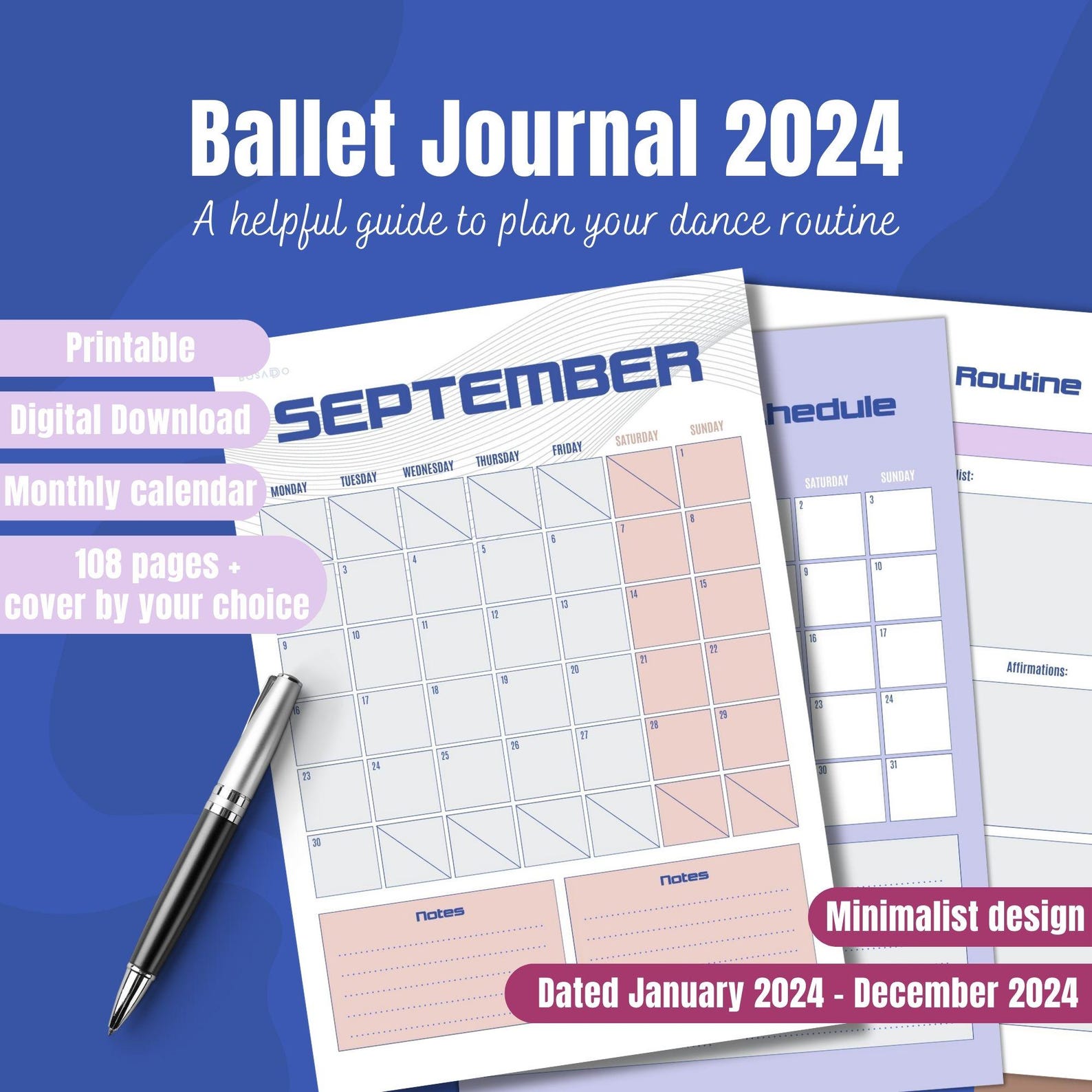 Printable Ballet Journal - Digital Ballet Planner - Ballet Gifts ...