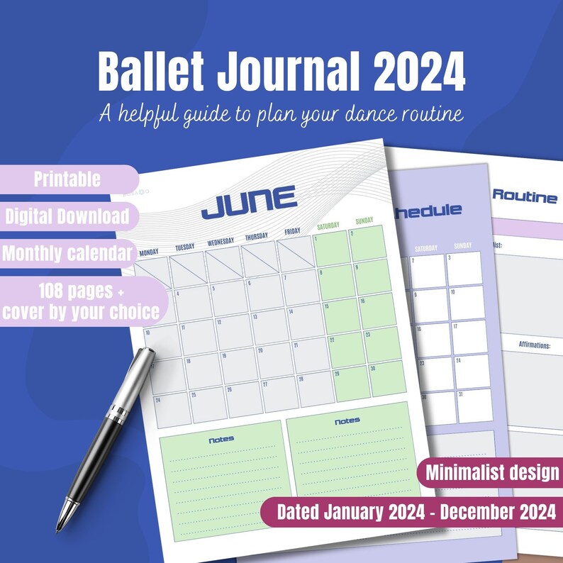 Printable Ballet Journal Digital Ballet Planner Ballet Gifts Printable ...