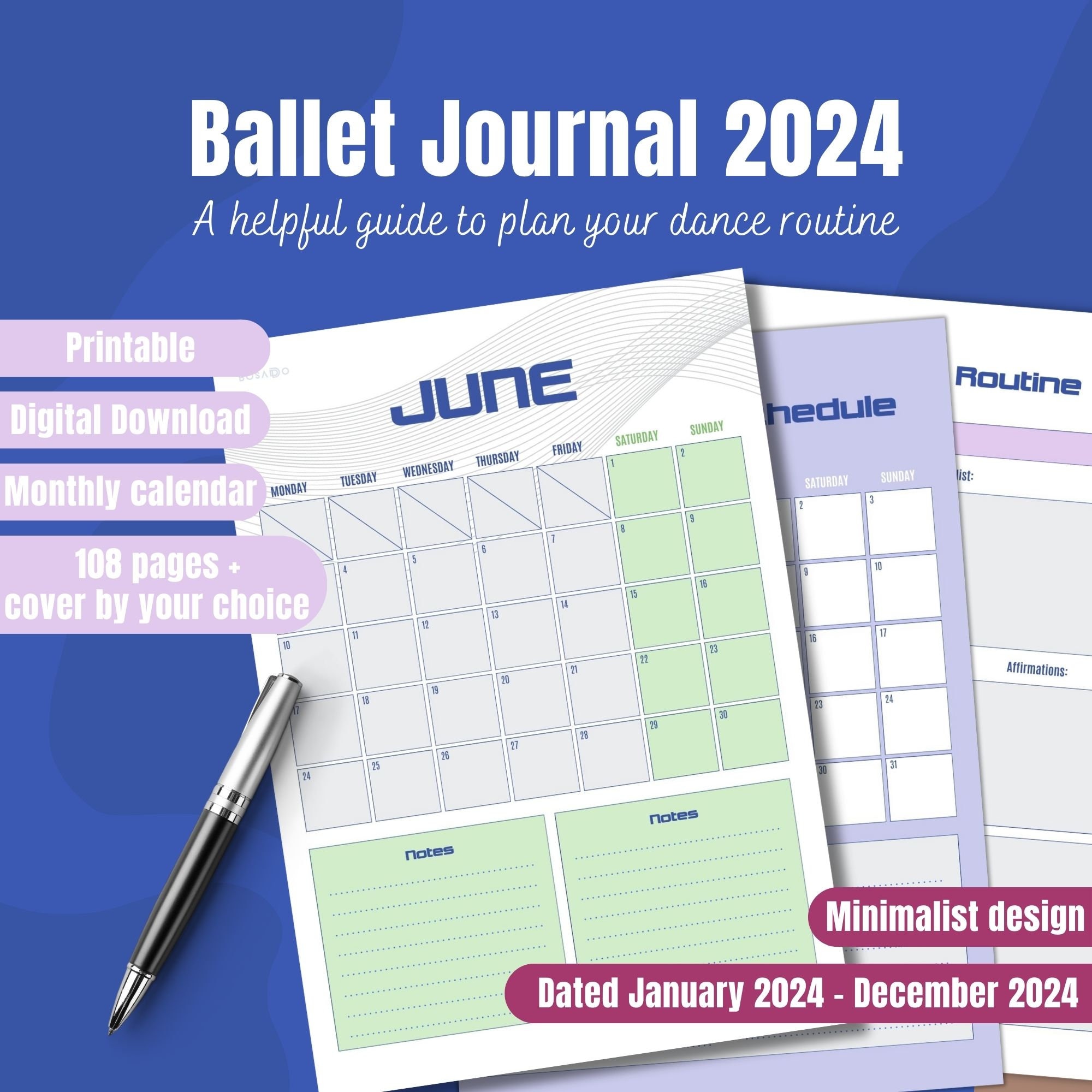 Printable Ballet Journal Digital Ballet Planner Ballet Gifts Printable ...